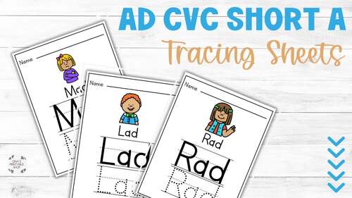 AD CVC Short A Tracing Sheets Activity by GinasPrintableShop | TPT