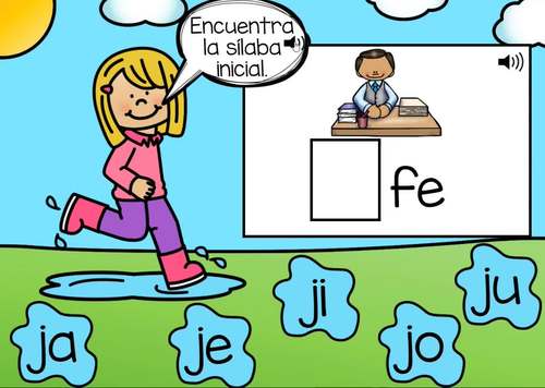 BOOM Cards Sílabas con la letra J -ja, je, ji, jo, ju (Distance Learning)