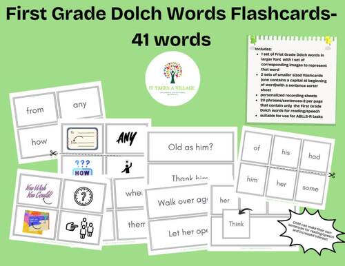 First Grade Dolch Words Flashcards set | TPT