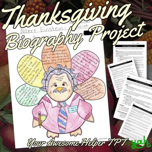 EDITABLE Turkey Biography Art Research Project AVID Thanksgiving Fall ...