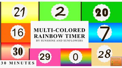 THIRTY Minute Timer Multi-colored Rainbow by Sunshine and Sunflowers