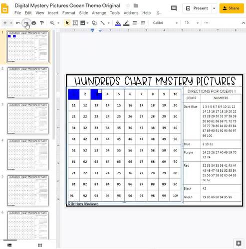 Digital Hundreds Chart Mystery Pictures | Ocean Theme | TPT