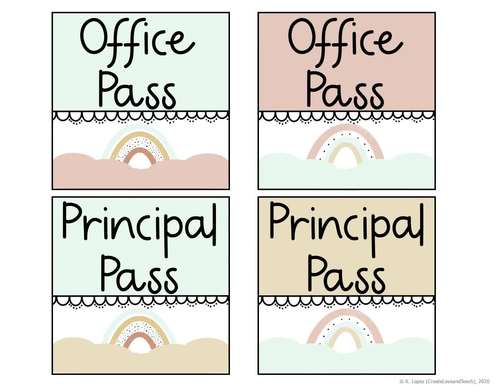 Boho Rainbow Classroom Pass Hall Pass English Spanish by CreateLoveandTeach