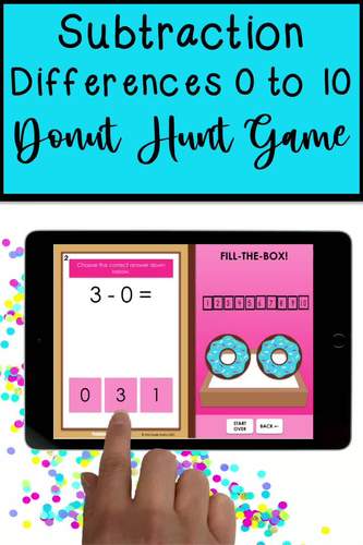Subtraction Differences 0 to 10 Digital DONUT Hunt Game by First Grade ...