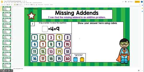 Missing Addends Digital Math Game for Google Slides and Seesaw Activities
