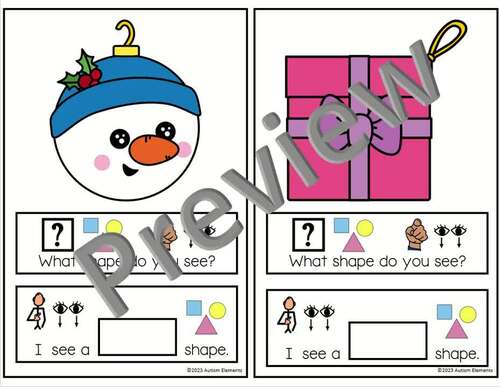 Labeling Ornament Shapes Adapted Book - Winter Theme- Christmas- SPED