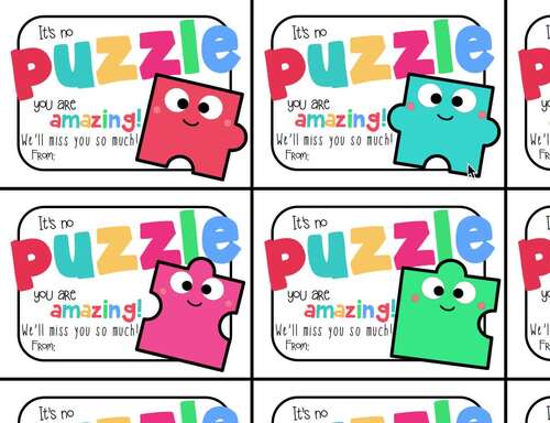 Puzzle Goodbye Gift Tag- It's no puzzle you are amazing! We'll miss you ...