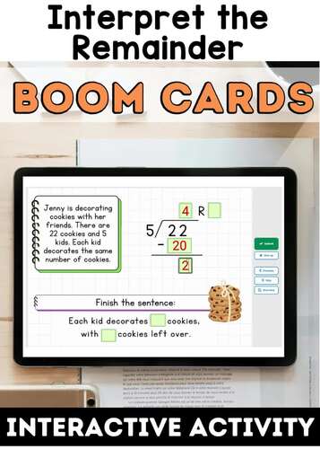 Interpreting Remainders in Division Word Problems | Boom Cards™ | TPT