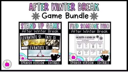 Spanish After Winter Break Reset Activity and Game Bundle - Editable