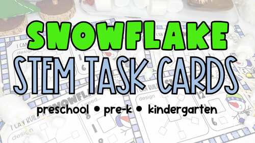 Snowflake STEM Task Cards - Build A Snowflake - Winter STEM Activity