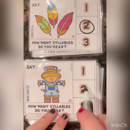 Counting Syllables : THANKSGIVING Phonological Awareness Task Cards