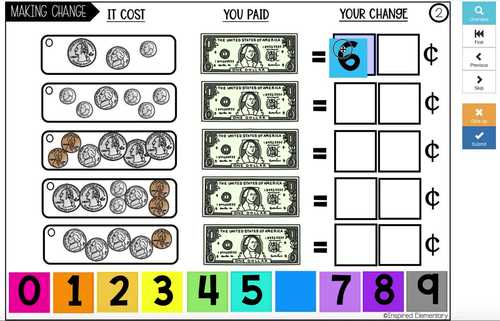 Digital Math Tiles: Making Change Boom Cards™ by Inspired Elementary