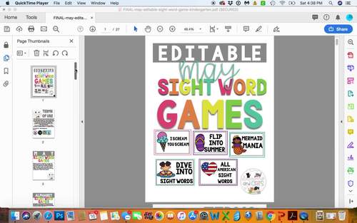 EDITABLE MAY sight word cards for games and Write the room | TpT