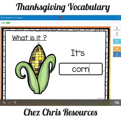 Thanksgiving Vocabulary with BOOM Cards™ : look and write - Deck 3