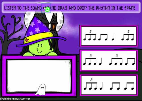 Halloween Rhythm Triplet Practice Drag and Drop Digital Task Cards Boom ...