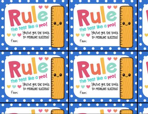 Ruler-Themed Testing Motivation Gift Tag- Rule the test like a pro! You ...