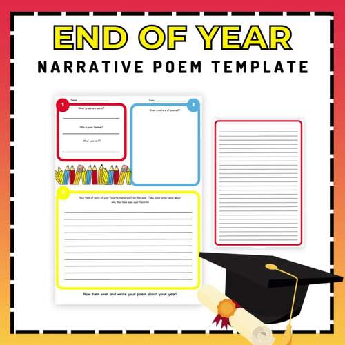 End of year writing | Narrative Poem Worksheet | Grade Memories 2023