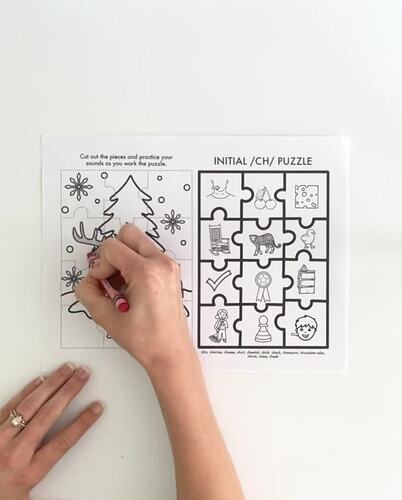 Winter Articulation Puzzles Speech Therapy - 16 Sounds by Buzzing Bee SLP