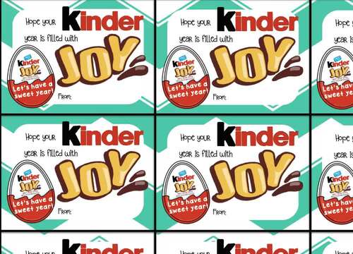Kinder Joy Chocolate Egg Beginning of Year Gift Tag for Kindergarten