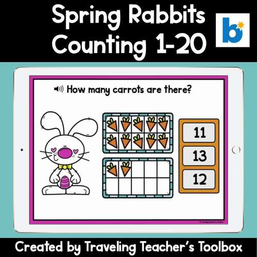Spring Rabbits Counting 1 to 20 Boom Cards by Traveling Teacher's Toolbox
