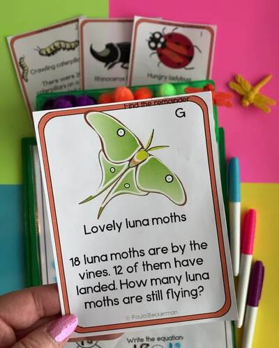 Math Word Problems Addition and Subtraction Within 20 Worksheets Insects
