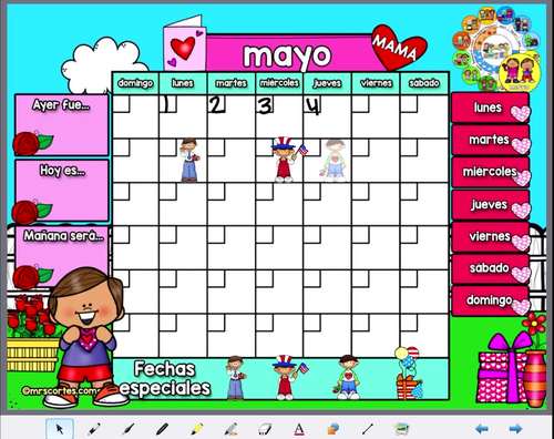 Morning Calendar For MIMIO Board - Mayo (Día de las Madres) by mrscortes