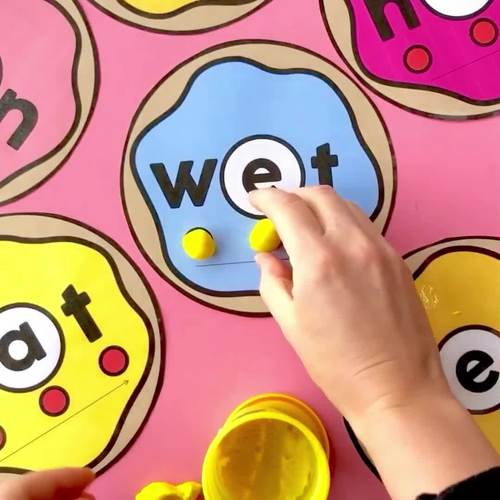 CVC Donut Phonics Activities | Blending, Missing Vowel, and Nonsense Words