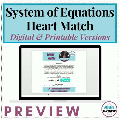 Solving Systems of Equations Algebra Valentines Day by Algebra Elevated