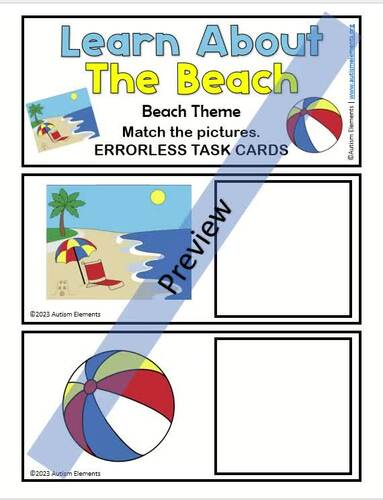 Beach- Errorless Learning- Task Cards- Ocean Theme- Autism- SPED