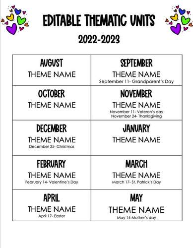 Monthly Thematic Units by Dee's Little Preschool | TPT