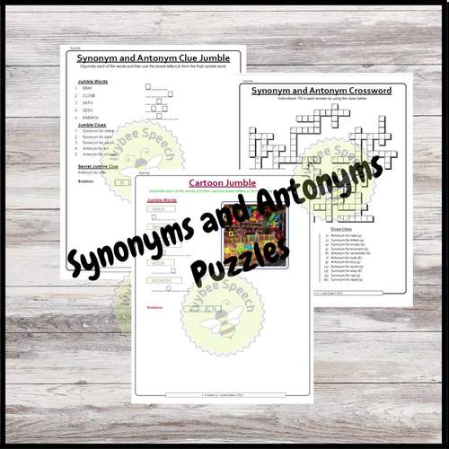 Synonyms and Antonyms Puzzles Codebreakers Crosswords Word Search and More