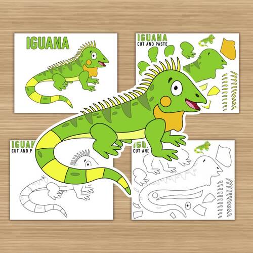Iguana Craft Activity | Cut and Paste Reptile Craft for Kids | Fine Motor