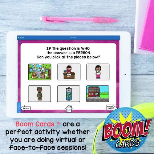 Answering WH Questions Boom Cards WITH AUDIO by Little Beacon | TPT