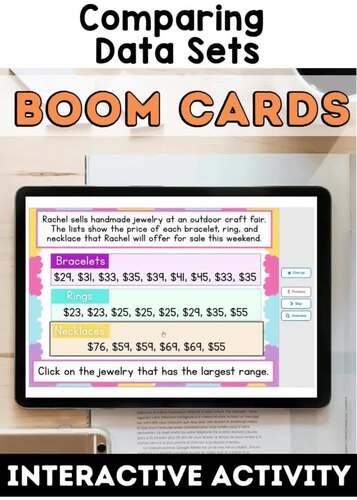 Comparing Data Sets – Measures of Center & Variation | Boom Cards™