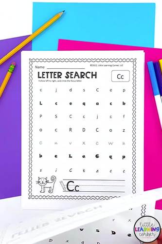 Alphabet Letter Search | Letter Hunt and Tracing Writing Worksheets