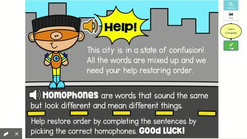 Boom Cards™ Homophones Super Hero-Themed by et cetera Primary Goods