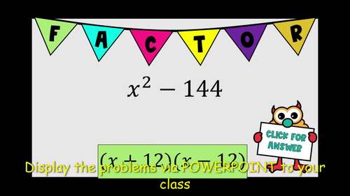 Factoring Polynomials BINGO Game (Algebra 1 MATHO) by Mandy's Math World