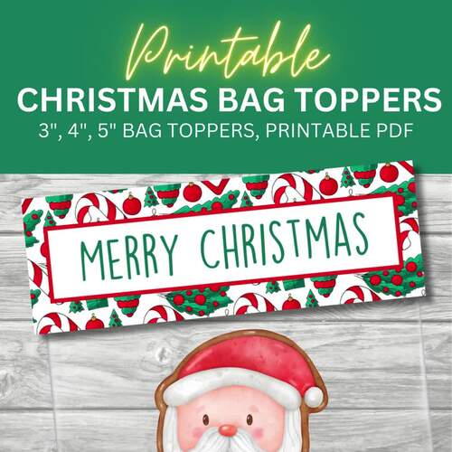 Merry Christmas Bag Toppers, Paint Your Own Cookie Bag Topper ...