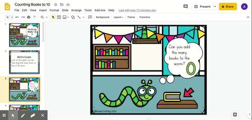 Counting Books to 10 l Drag and Drop Google Slides Game by KinderCrafting