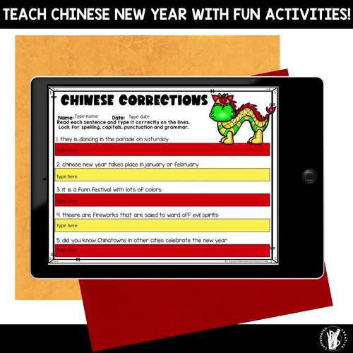 Chinese New Year NO PREP Worksheets & Digital Math & ELA Activities