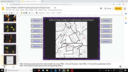 GOOGLE SLIDES Halloween Algebra Simplifying Expressions by Algebra Accents
