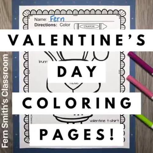 Valentine's Day Coloring Pages with Differentiated Seasonal Vocabulary