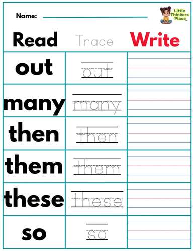 Sight Words Series 1-5, Sight Words Practice Worksheets, Practice, Spelling