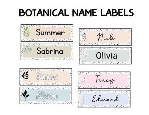 Editable Botanical Nametags, Classroom Labels, Spring Name Tags, Name Tags