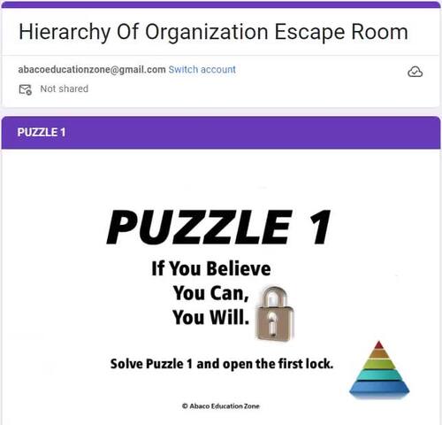 Hierarchy of Organization Escape Room by Abaco Education Zone | TPT
