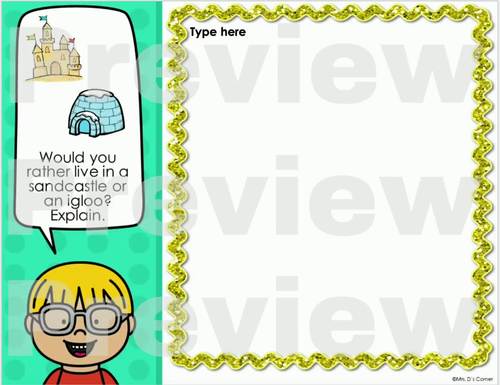 June and July Digital Writing Prompt Task Cards by Mrs Ds Corner