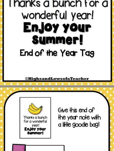 Banana End of Year Gift Tag (Thanks a bunch for a wonderful year!)
