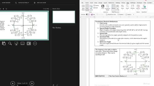 The Unit Circle Part 1 - Demystified - Lesson, Guided Notes, Google Forms