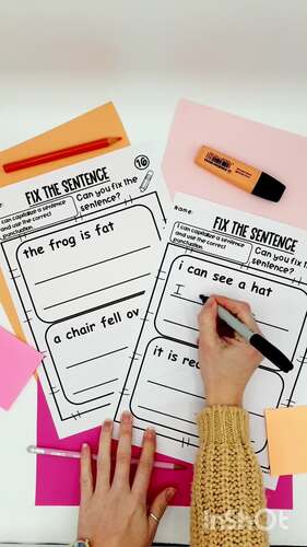 Sentence Correction Worksheets Fix the Sentence Kindergarten 1st Grade