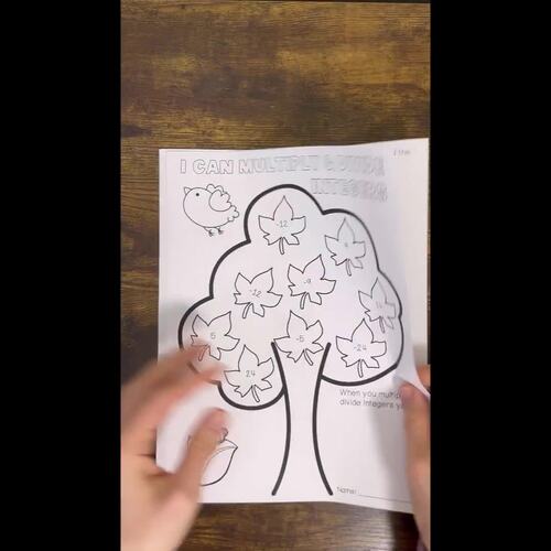 Integer Operations Fall Craft | Fall Tree Craft for all 4 Integer ...